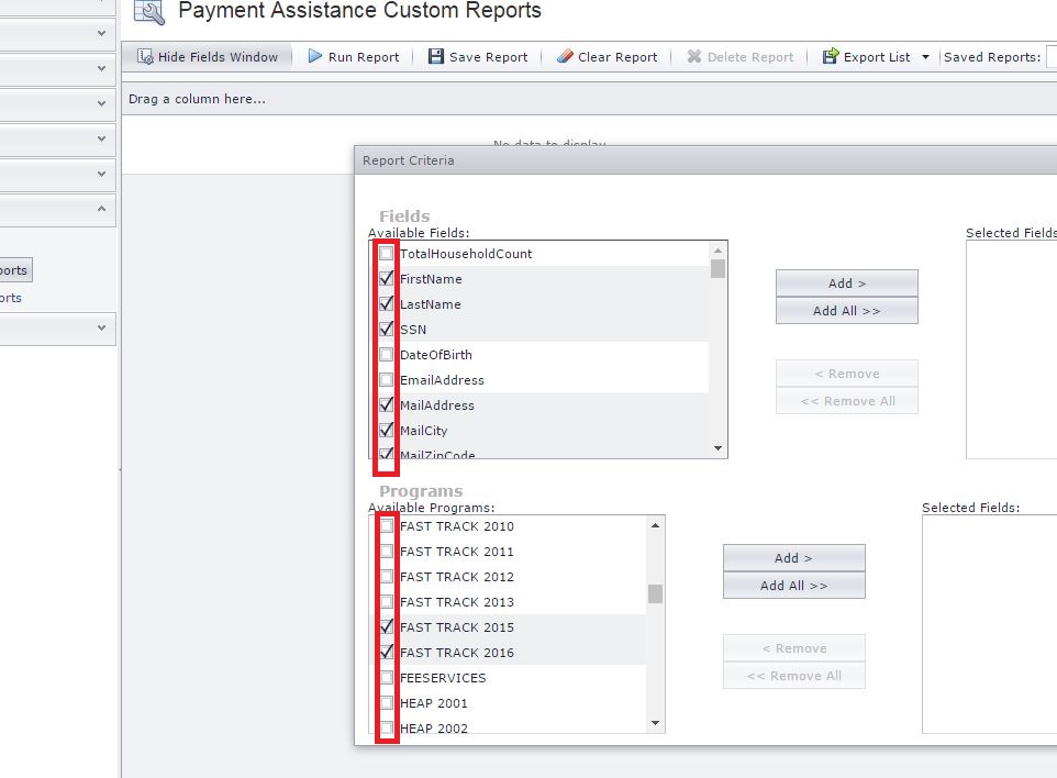 Custom Reporting - Those Benefited Last Year but not This Year : ServTraq Support